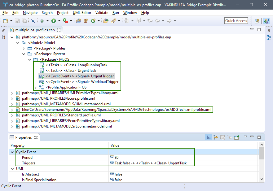 UML Profiles in Enterprise Architect Models – Example Code Generation
