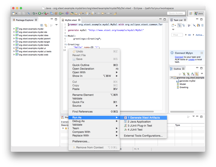 Get started with Xtext and Eclipse in 5 Minutes