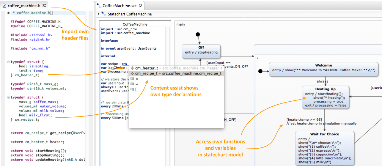 Using custom C code in statecharts with YAKINDU Statechart Tools ...