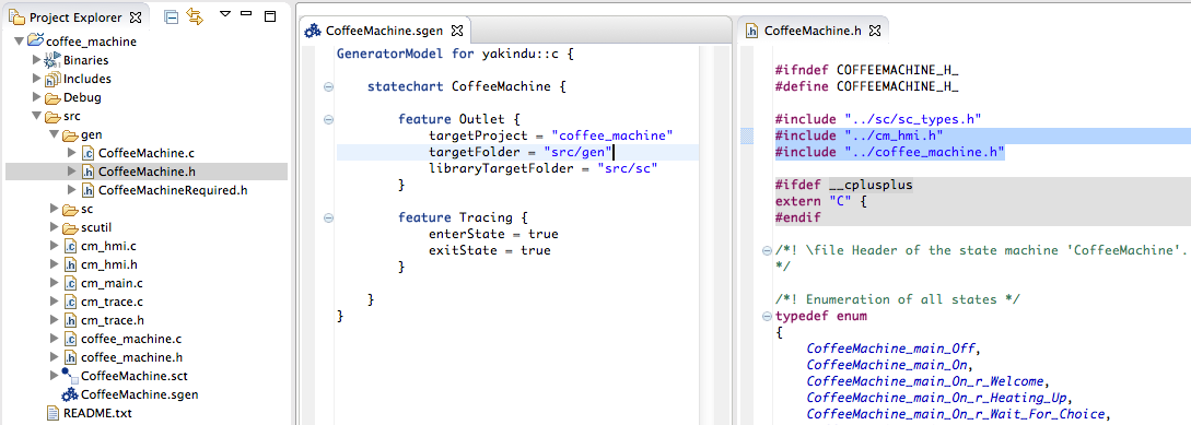 Using custom C code in statecharts with YAKINDU Statechart Tools Professional Edition
