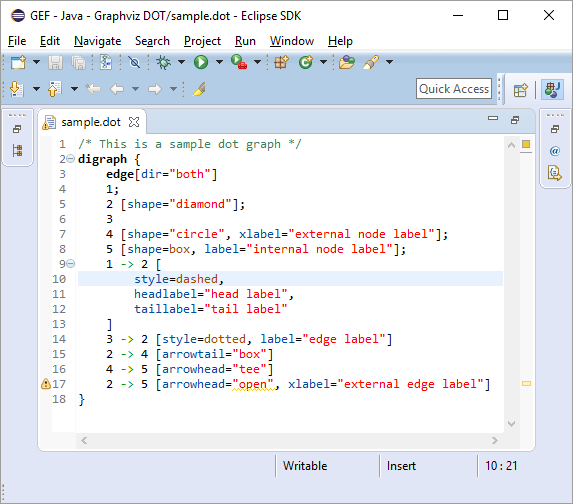 Editing Graphviz Dot Files With The Gef Dot Editor