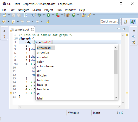 Editing Graphviz *.dot files with the GEF DOT Editor