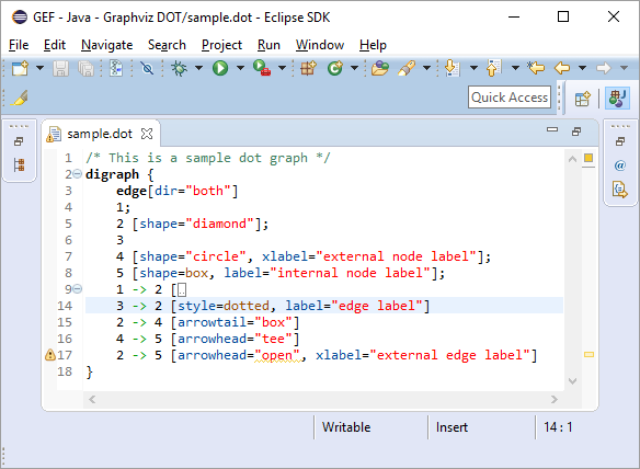 Editing Graphviz *.dot files with the GEF DOT Editor
